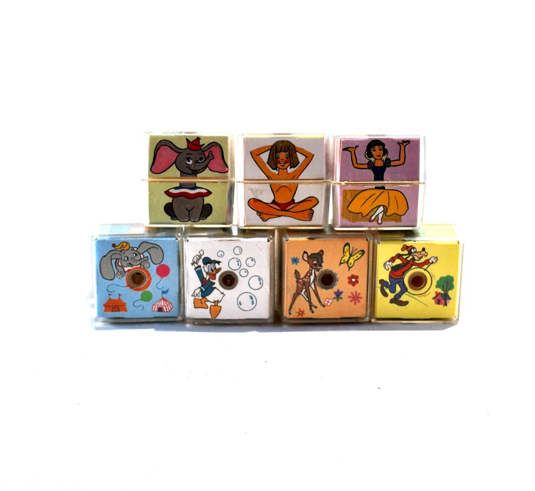 Disney Moveable Match Cubes Set of 7 Cubes Pinocchio, Mickey Mouse ...