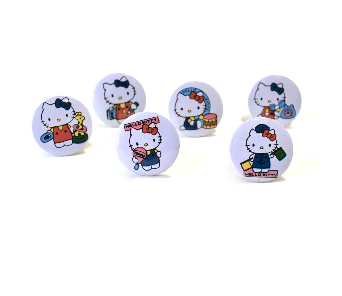 Vintage Hello Kitty Button Collection Set of 6 Old Stock | Etsy
