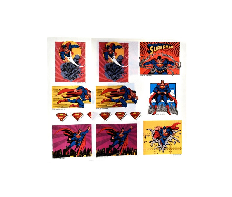 2 Superman Sticker Sheets DC Comics Old Stock From 1991 - Etsy