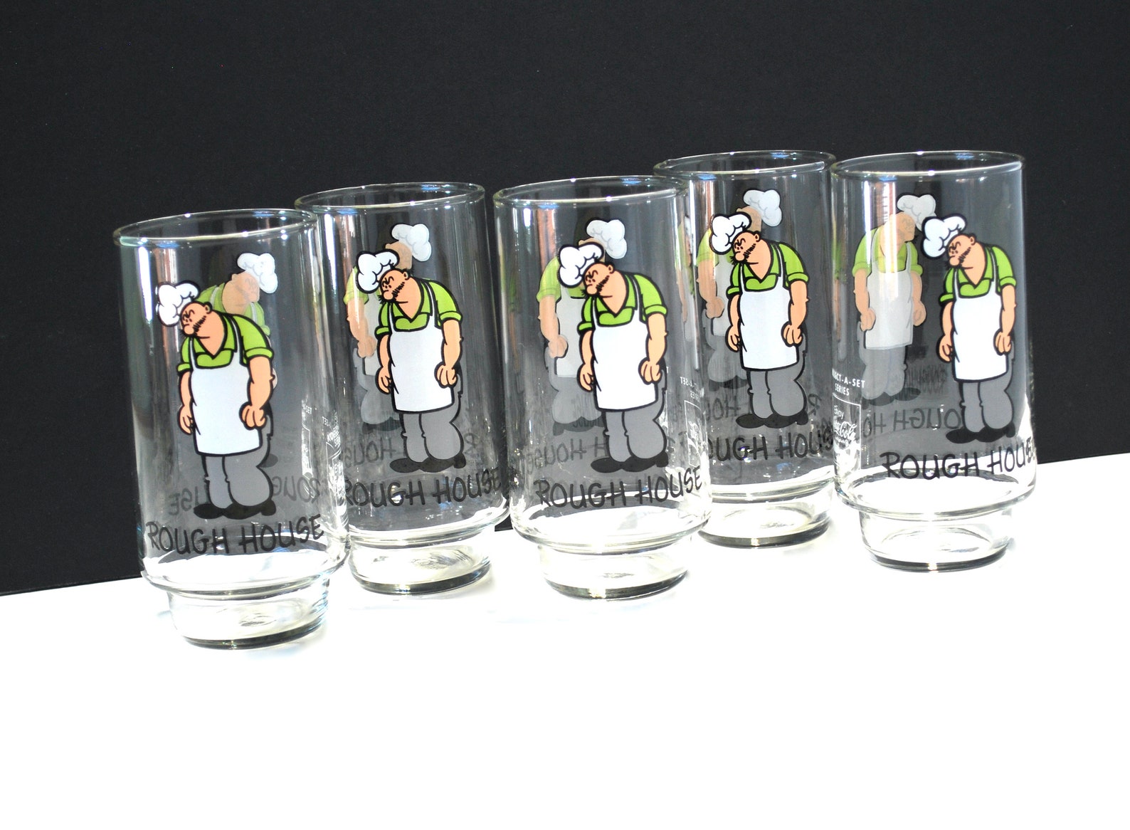 Rough House From Popeye Drinking Glass Set 1975 Coca-cola | Etsy