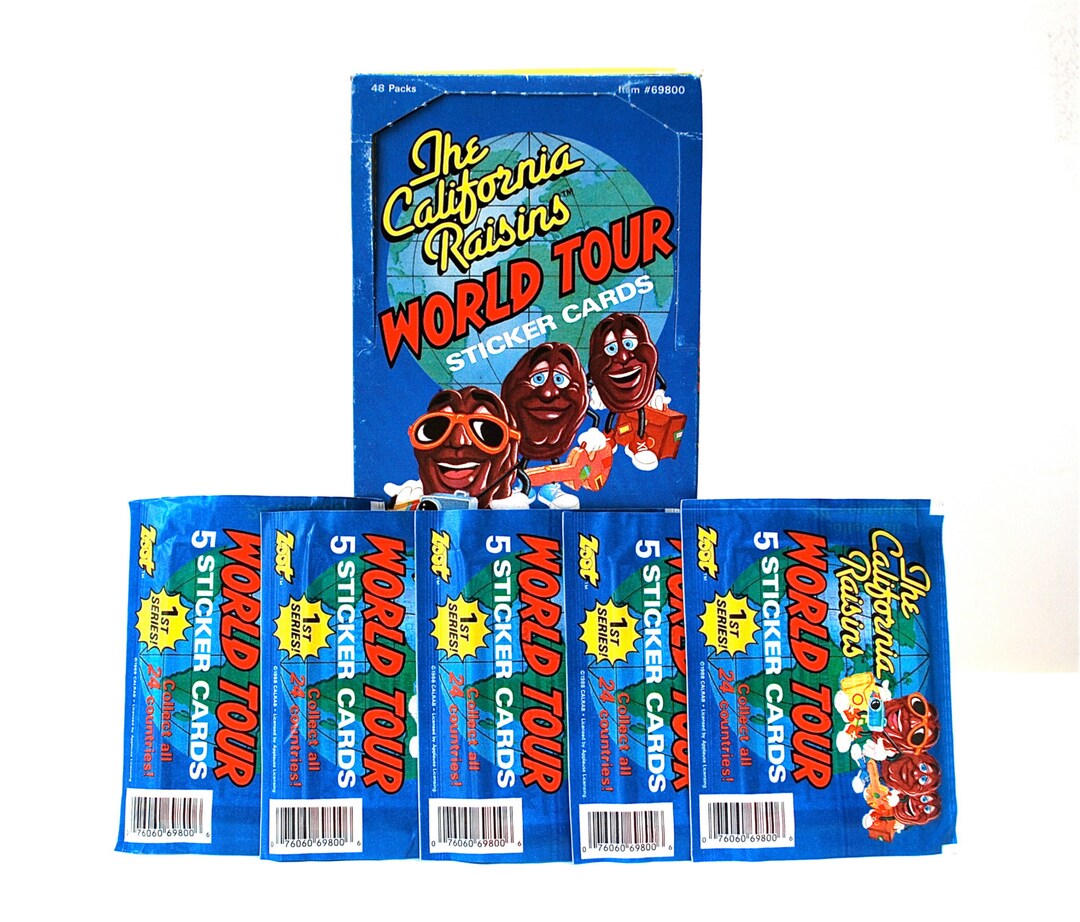 4 Packs California Raisins World Tour Stickers 1988 International ...