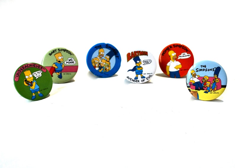 Simpsons Button Collection Set of 6 New Old Stock Bart, Homer, Marge ...