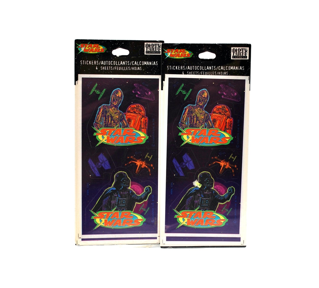Star Wars Sticker Pack 4 Sheets by Party Express Darth Vadar, C-3PO ...
