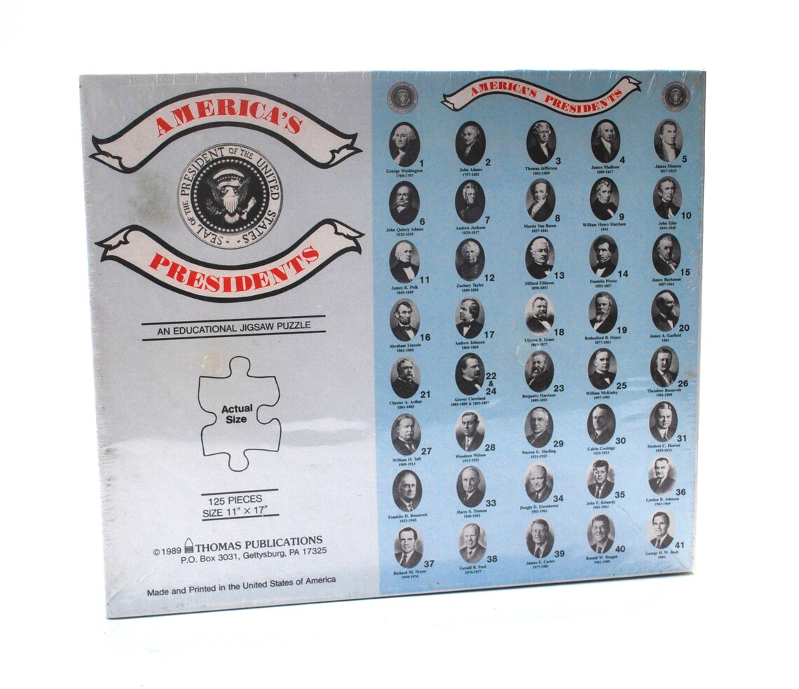 American Presidents Jigsaw Puzzle 125 Pieces 1989 Still Sealed - Etsy