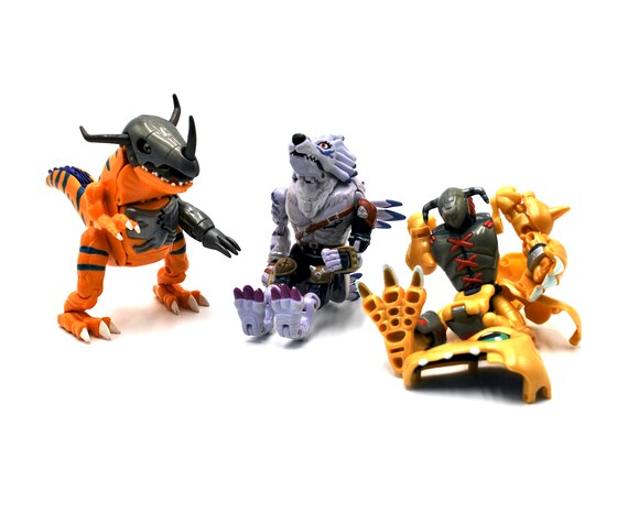 Digimon Greymon to Metalgreymon Digivolving Figure Garurumon Weregarurumon Figure Etsy UK