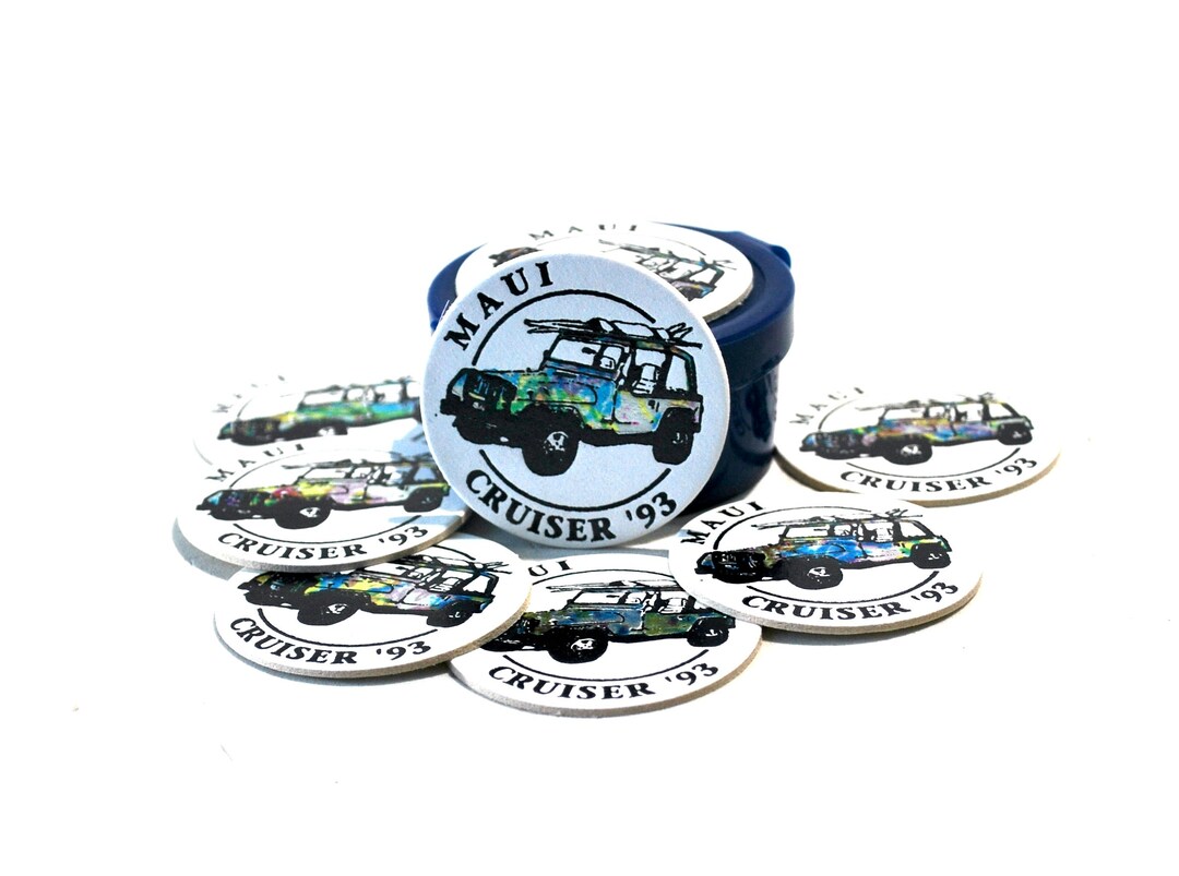8 Maui Cruiser Jeep Pogs & Pog Container 1993 Milk Caps Hawaii - Etsy