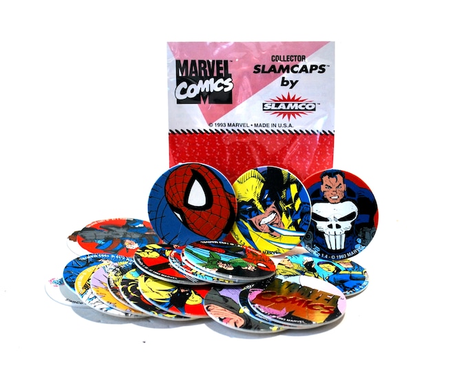 Marvel Comics Pogs Slam Caps by Slamco Set of 20 Caps 1993 Wolverine ...