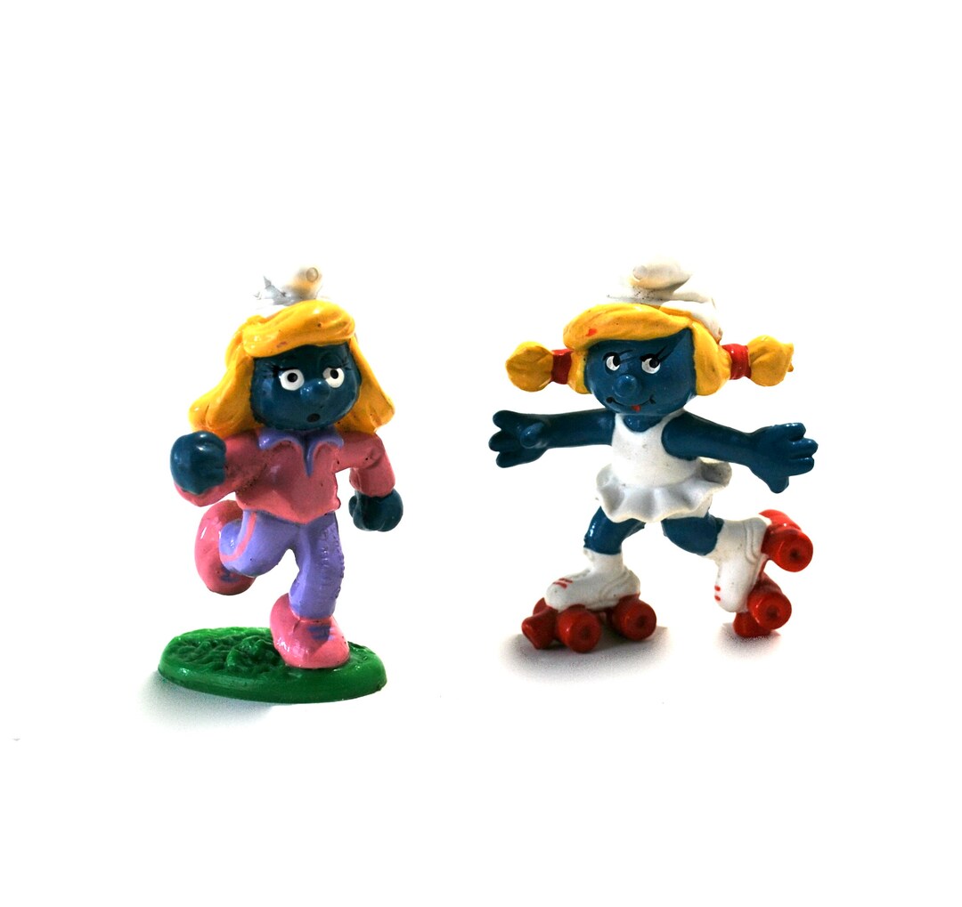 Smurfette Collection Rollerskates & Jogging Vintage PVC Figures ...
