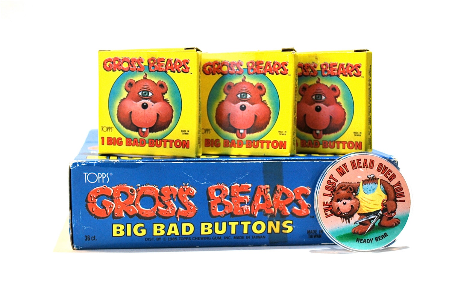3 Gross Bears Big Bad Buttons by Topps 1985 GPK Care Bears - Etsy