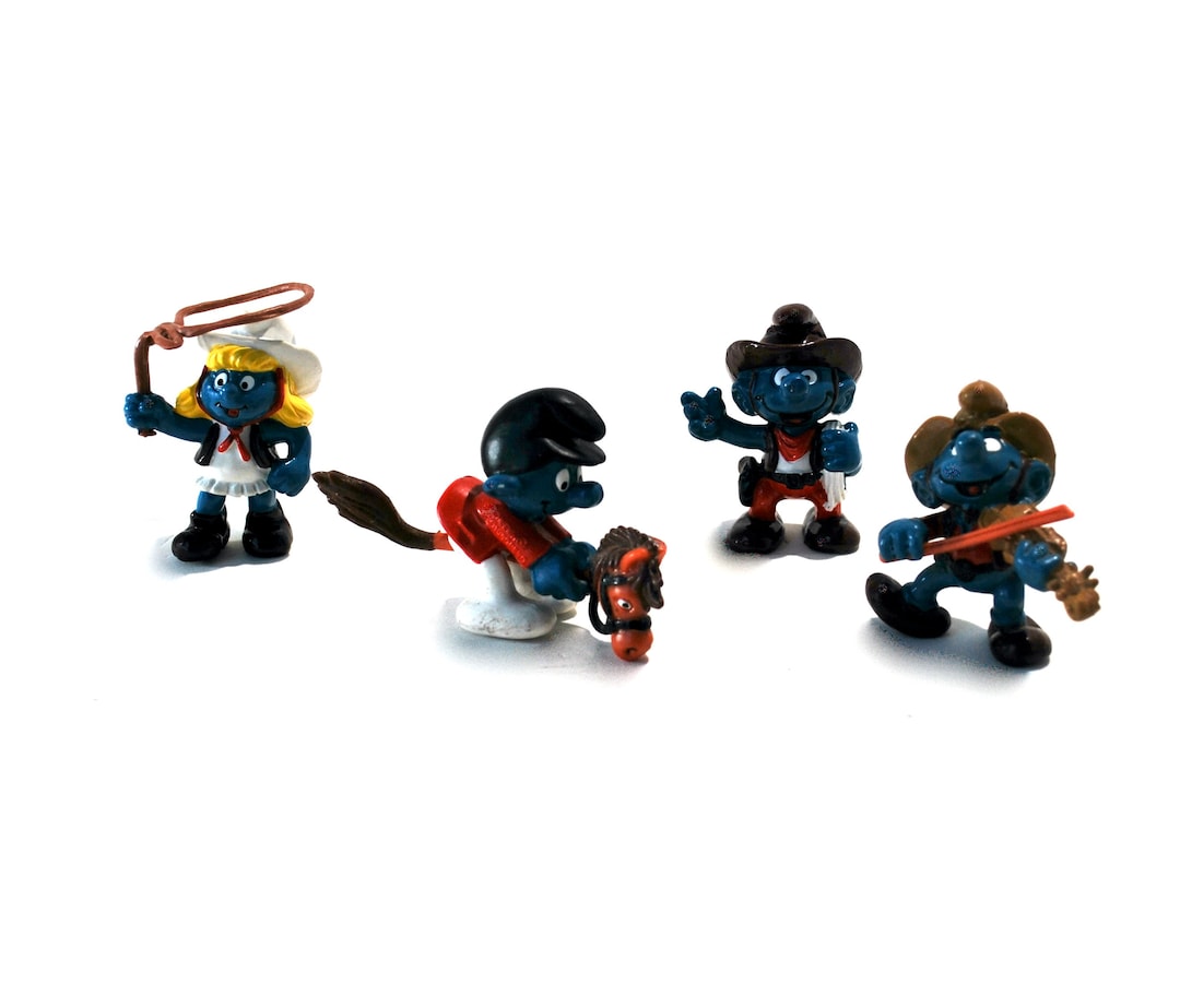 Smurf Western Collection Smurfette, Cowboy, Fiddler, & Stick Pony ...