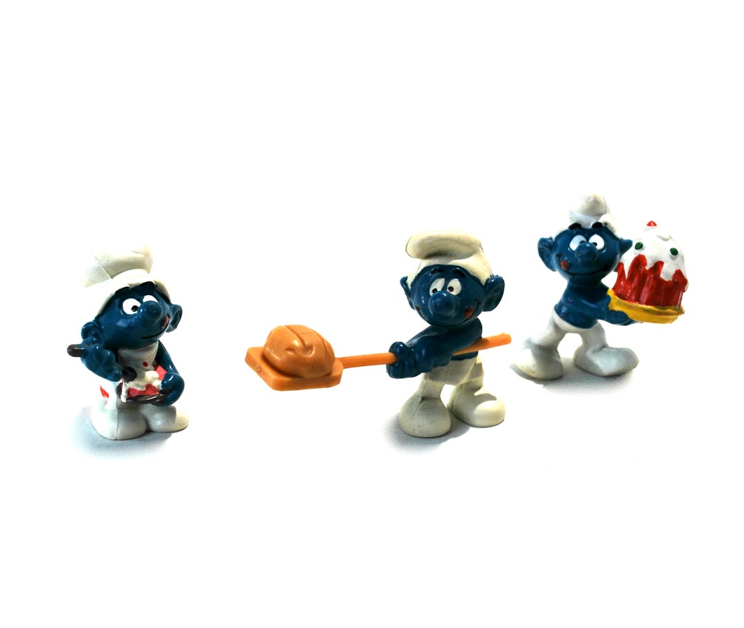 Smurf Baking Collection Vintage PVC Figures Baker With Cake Schleich - Etsy