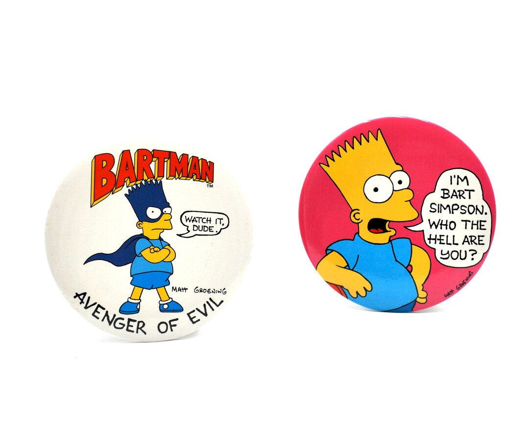 Vintage Bart Simpson Buttons Large 6" Old Stock 1989 Buttons Up - Etsy
