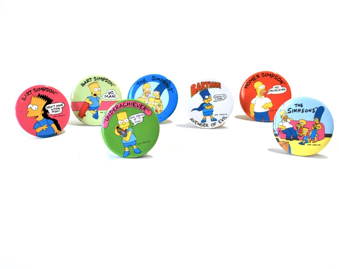 Simpsons Button Collection Set of 7 New Old Stock Bart, Homer, Marge ...