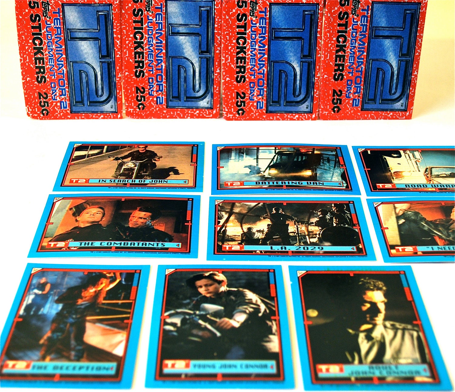 4 Packs of Terminator T2 Stickers by Topps Arnold - Etsy