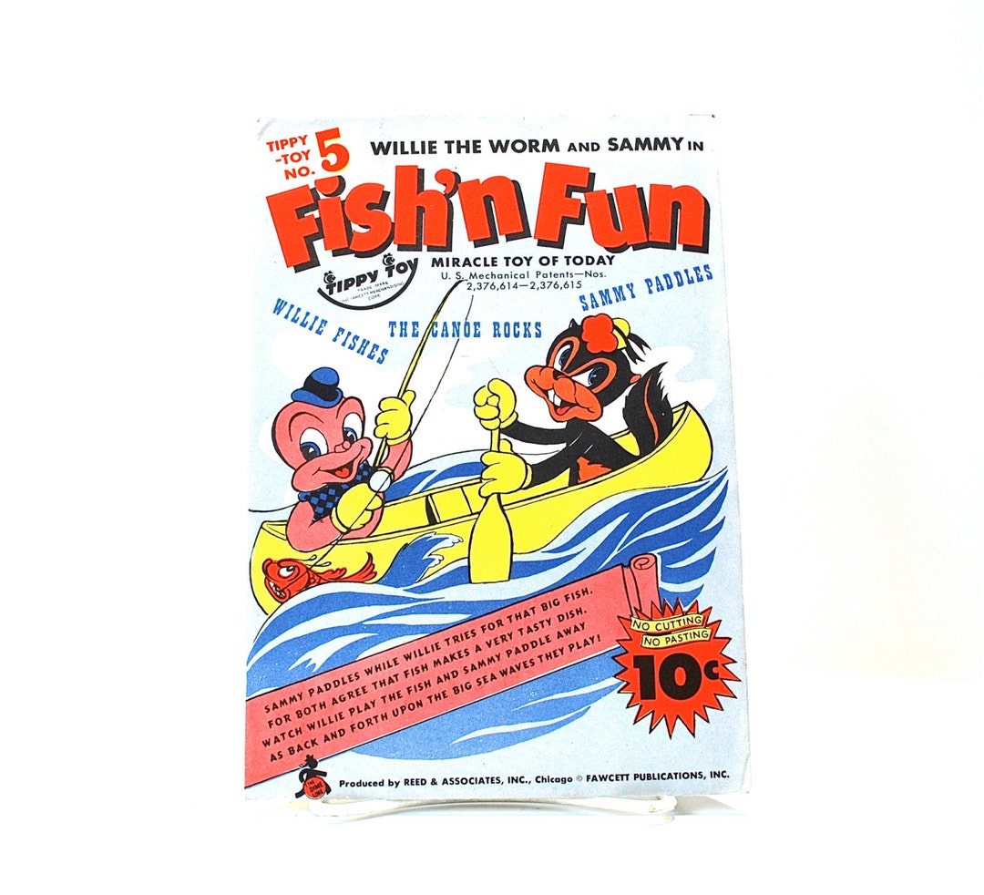 Willie the Worm and Sammy in Fish'n Fun Vintage Paper Toy Unused - Etsy