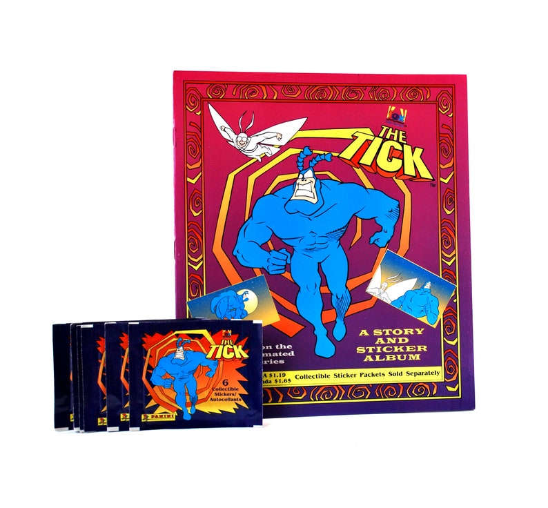 The Tick Sticker Album & 10 Sticker Packs Panini 1995 Old Stock Fox ...