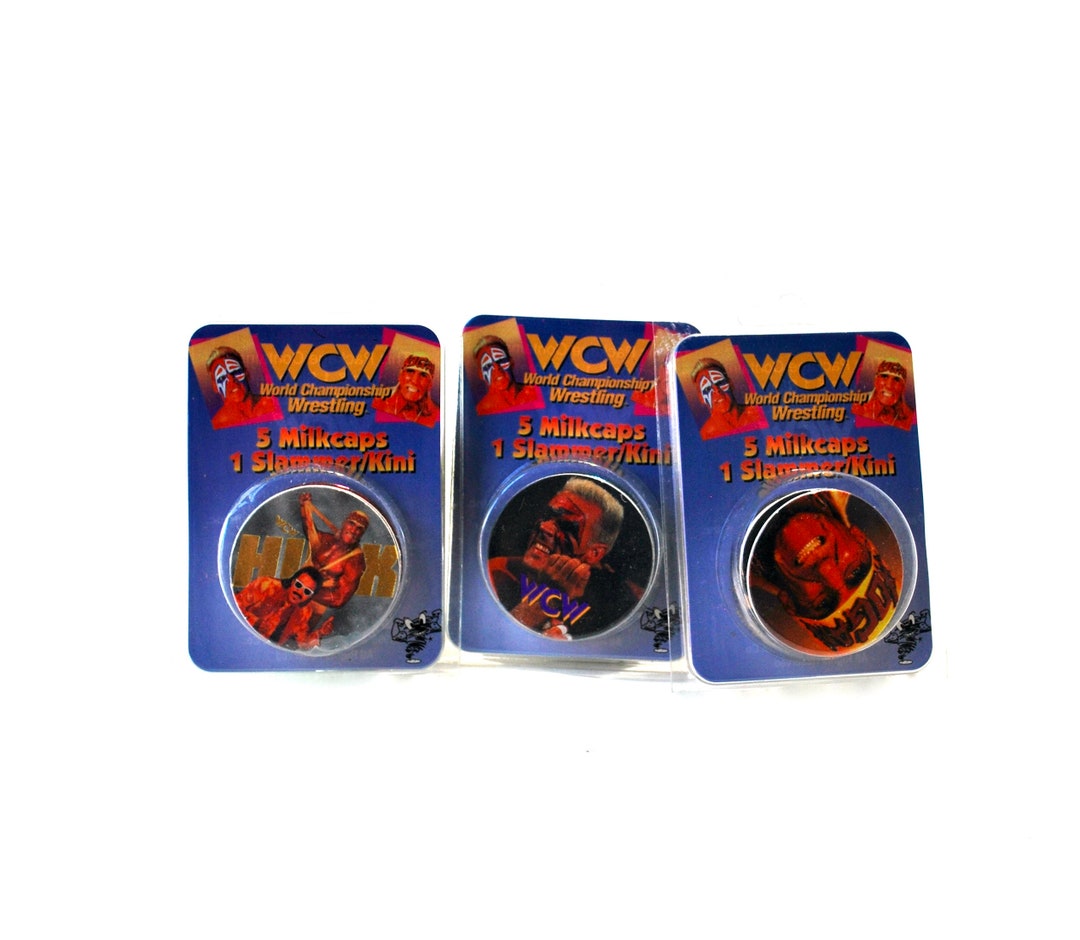 WCW World Championship Wrestling Pogs & Slammer Blister Pack 5 Milk ...