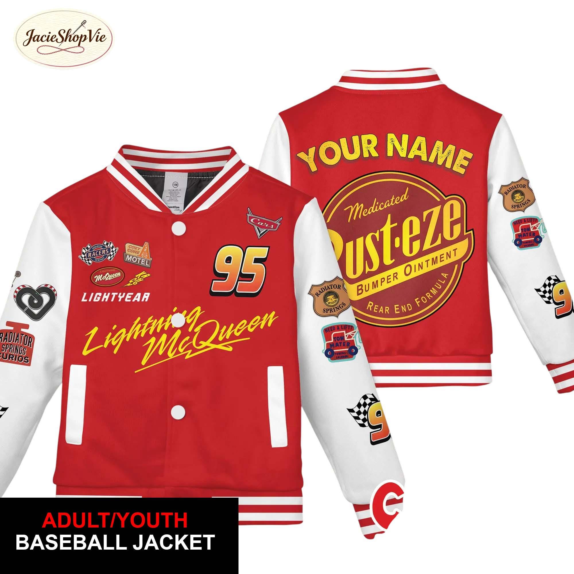 Personalized Disney Cars Varsity Jacket Features Lightning Mcqueen ...