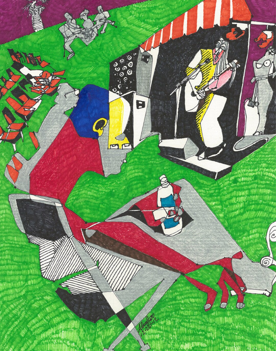 11x14 in Original Drawing, Phoenix Art Festival, on Location Drawing ...