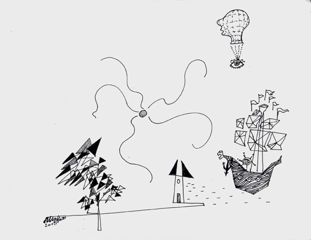 Surreal Dream, Surrealism, Line Drawing, Fantasyfrom Alsaffarstudio - Etsy