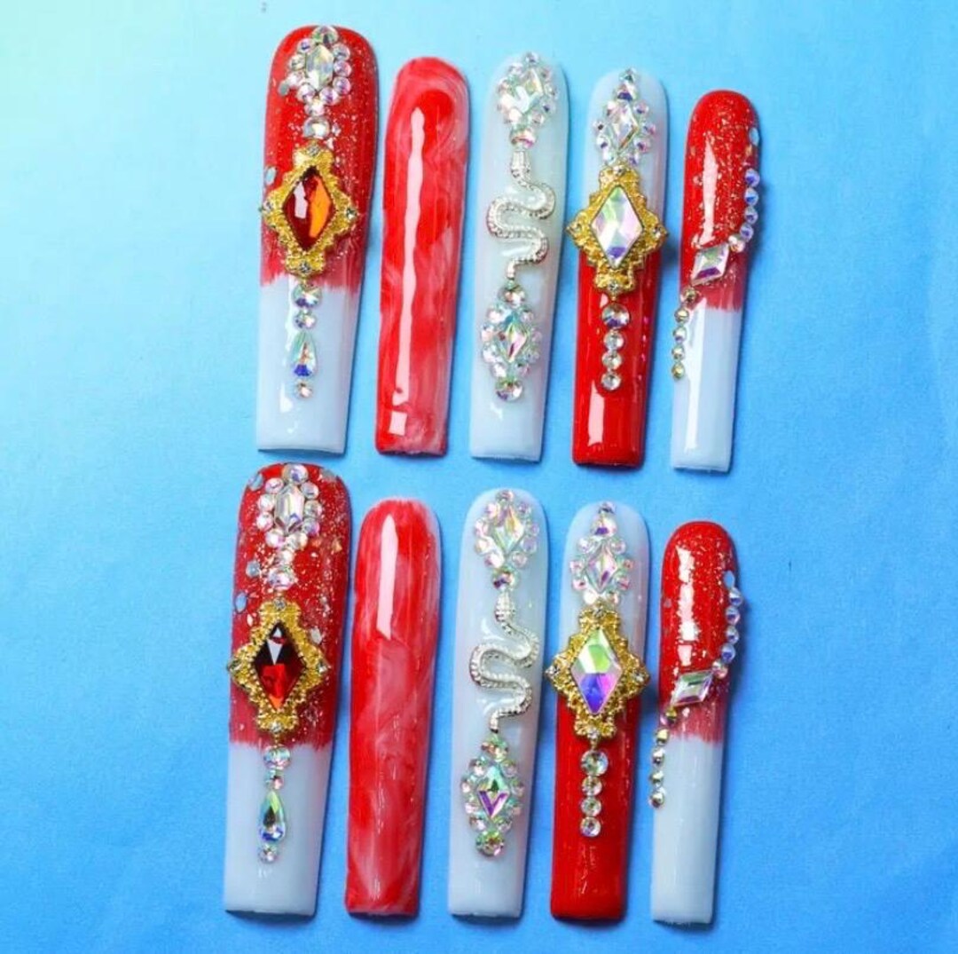 Ruby Red Jewel Crystal Press-on - Etsy