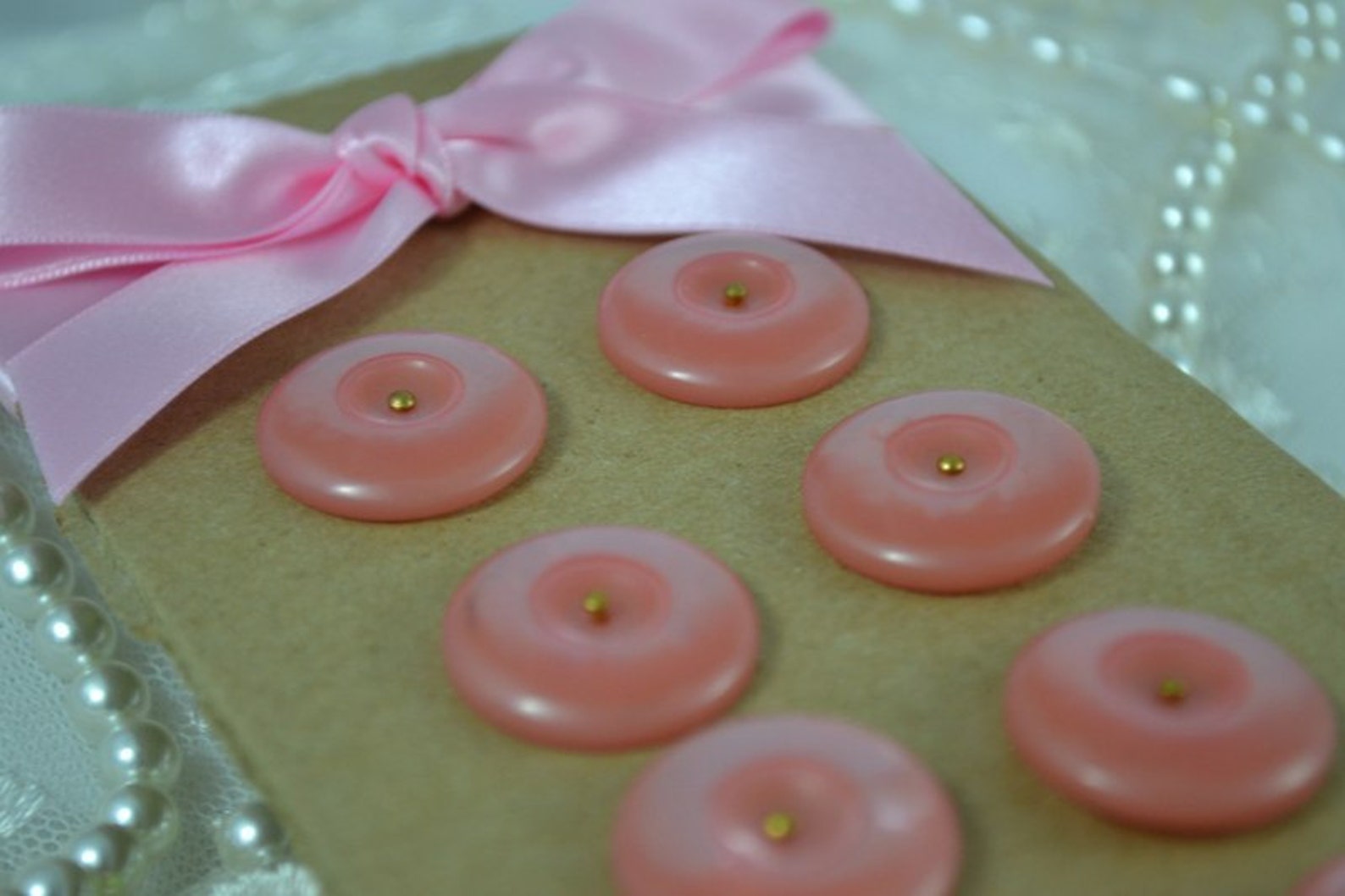 Vintage Pink Shell Buttons Shabby Chic Square 8 Pc | Etsy