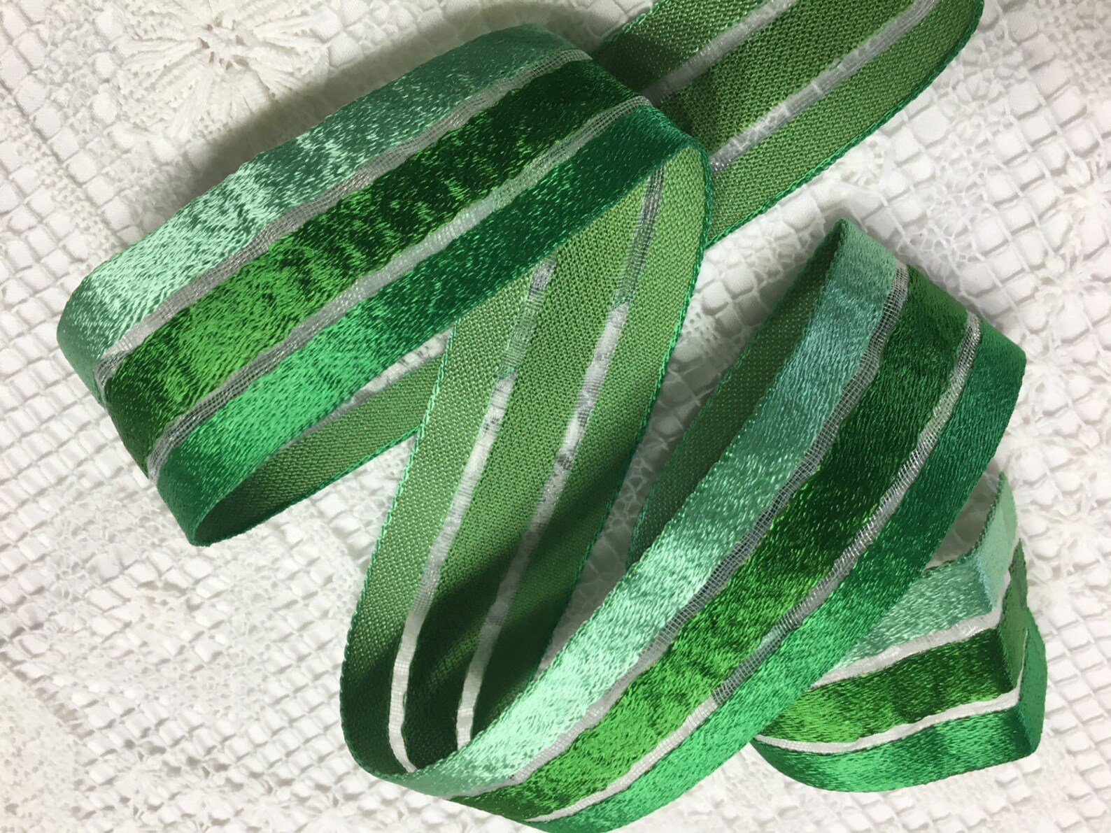 VINTAGE SILK Ribbon in Green | Etsy