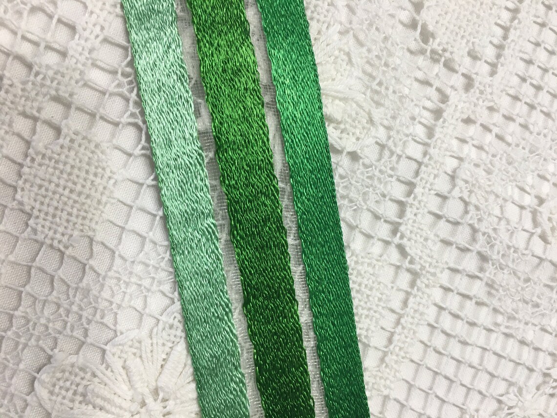 VINTAGE SILK Ribbon in Green | Etsy
