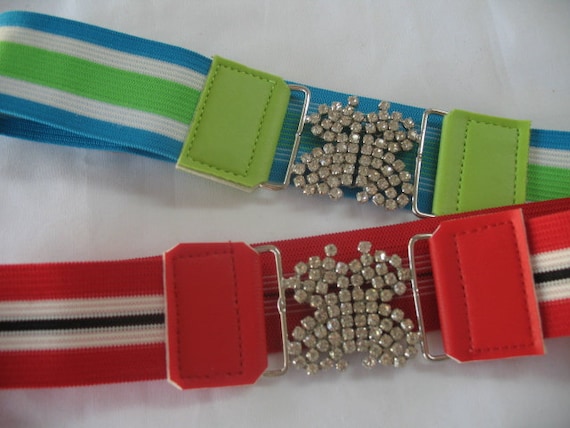 ELASTIC GIRLS BELTS with Butterfly Rhinestone Buckle - Gem