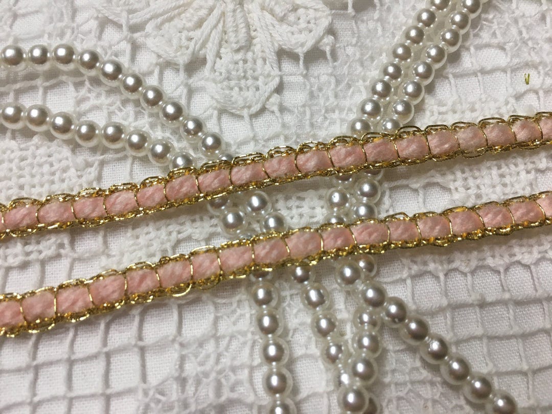 PINK GOLD TRIM Ribbon - Etsy