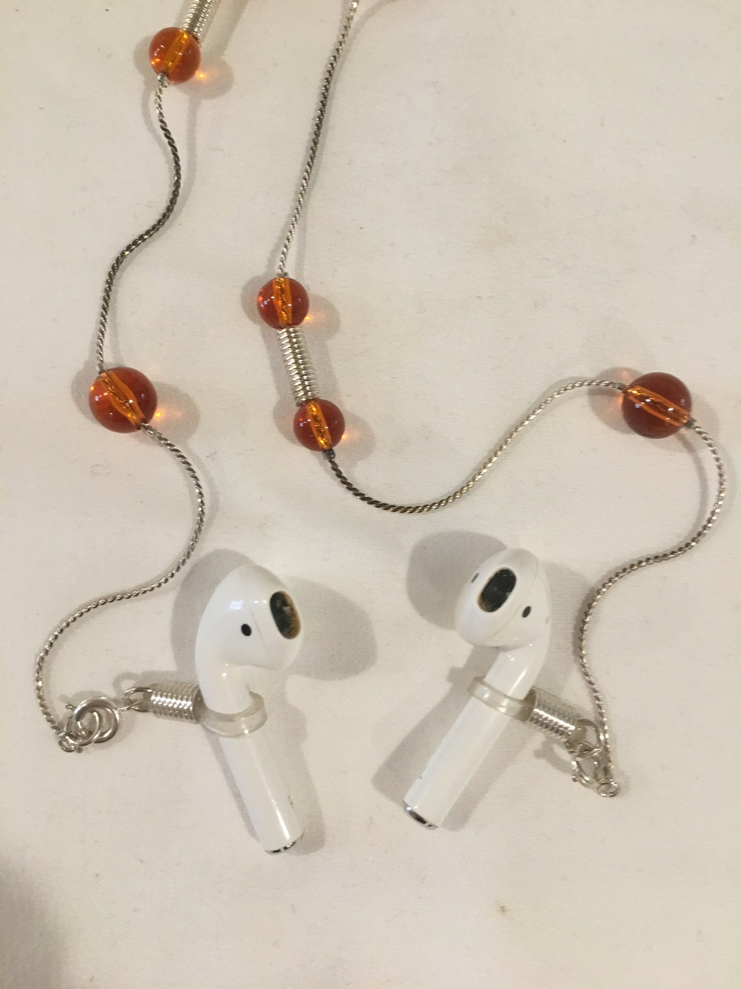 BEADED SILVER AirPod Chain HOLDER - Etsy