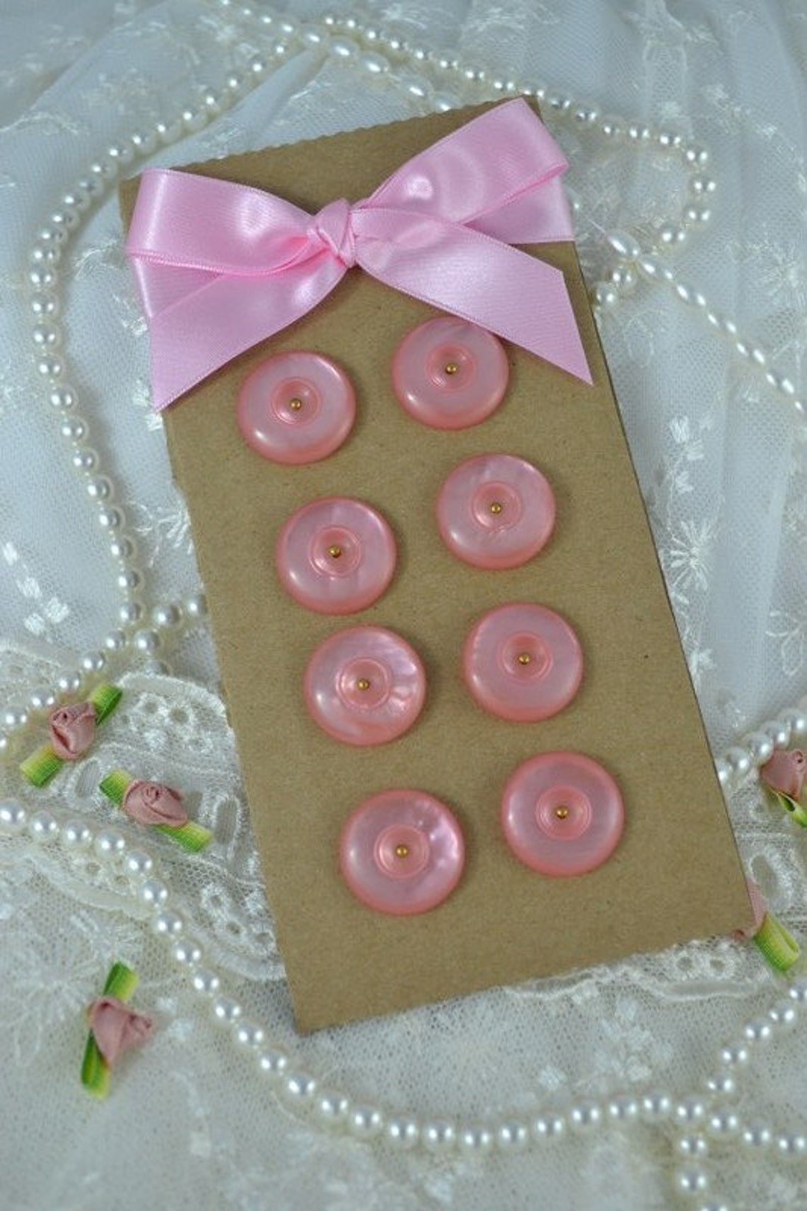 Vintage Pink Shell Buttons Shabby Chic Square 8 Pc | Etsy