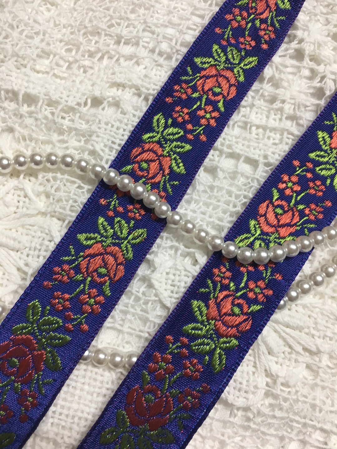 VINTAGE EMBROIDERED RIBBON Trim - Etsy