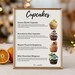Cupcake Menu Sign Template | Editable Wedding Cupcake Menu | Dessert ...