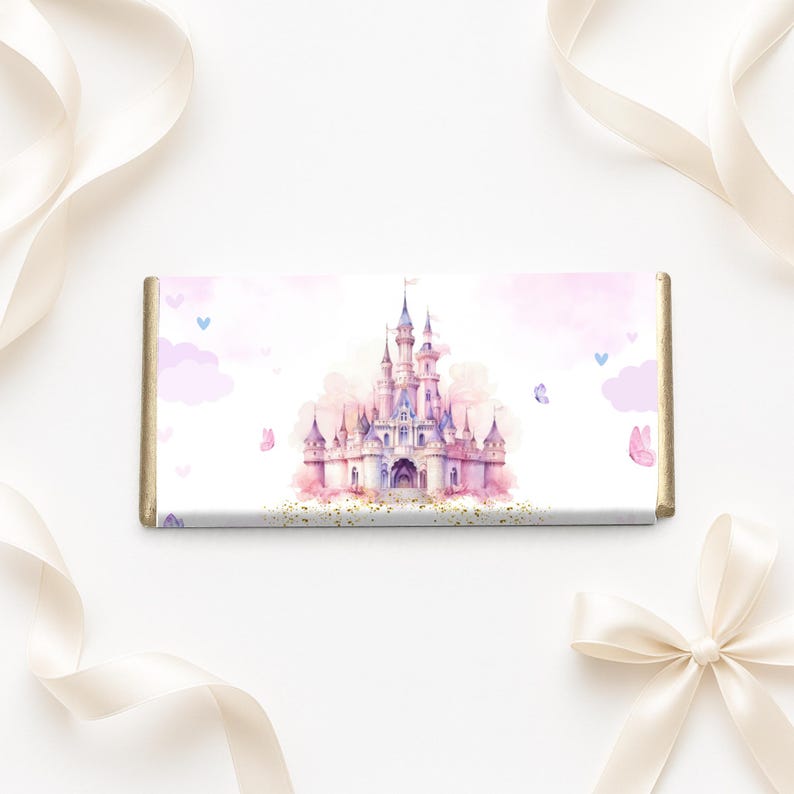 Princess Birthday Chocolate Bar Wrapper: Pink Castle Party Decorations ...