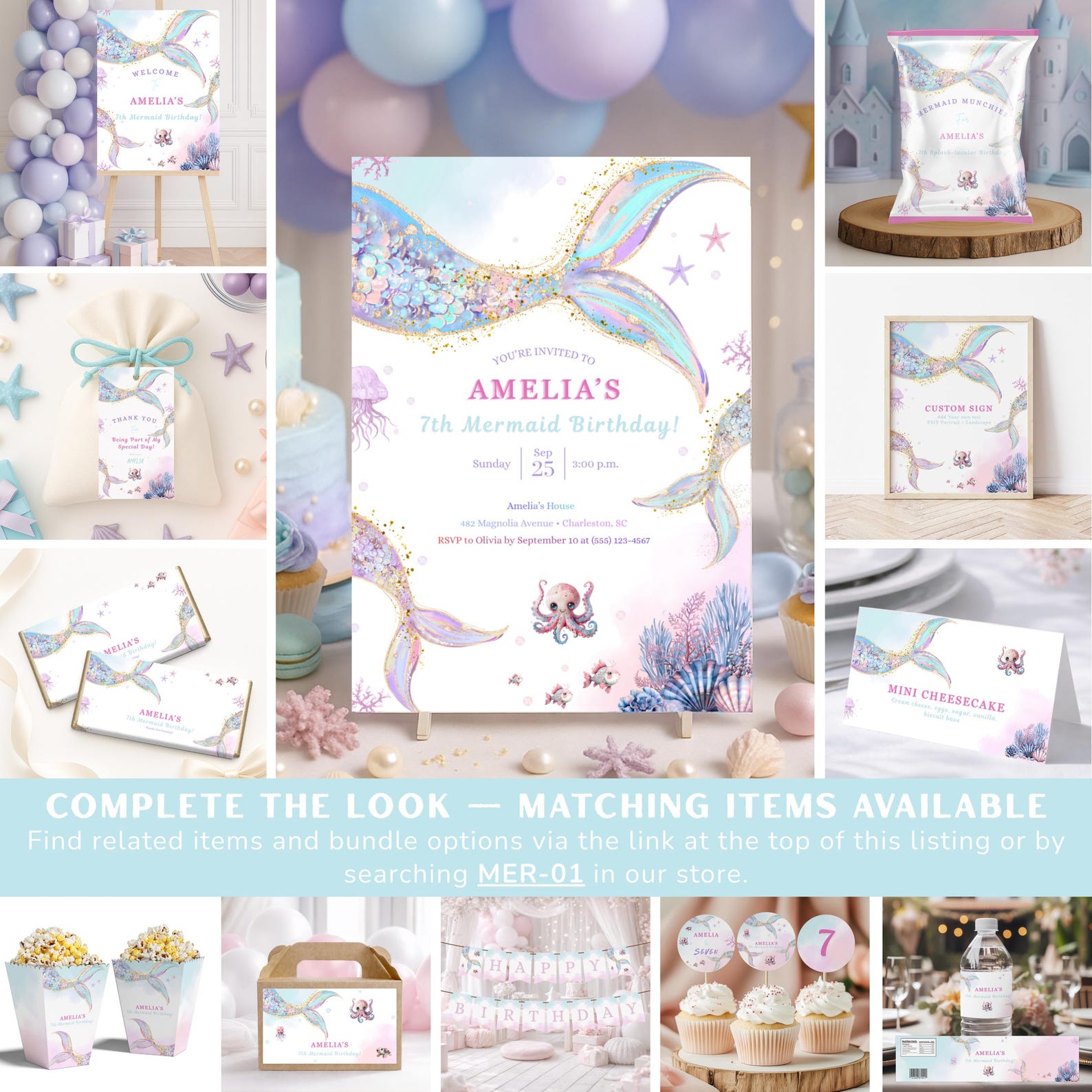 Mermaid Birthday Thank You Tag: Under the Sea Party Decorations ...