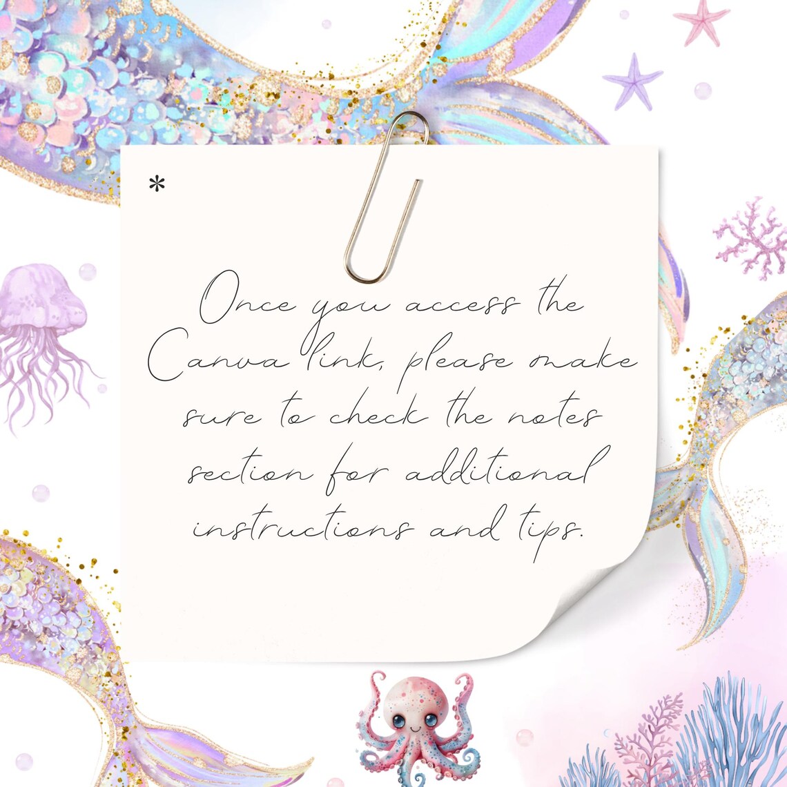 Mermaid Birthday Thank You Tag: Under the Sea Party Decorations ...