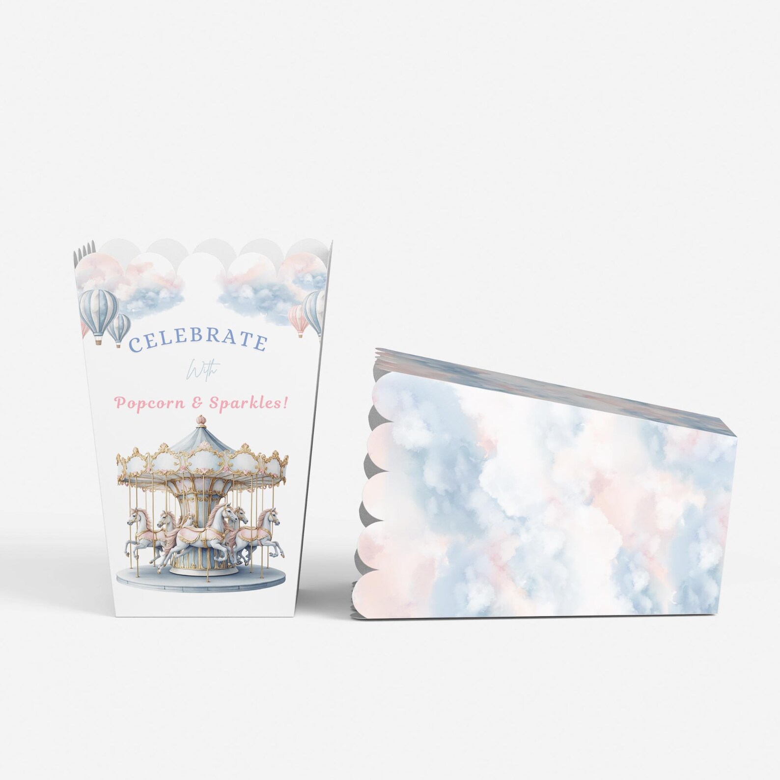 Carousel Birthday Popcorn Box: Pink Carousel Theme Party Decorations ...