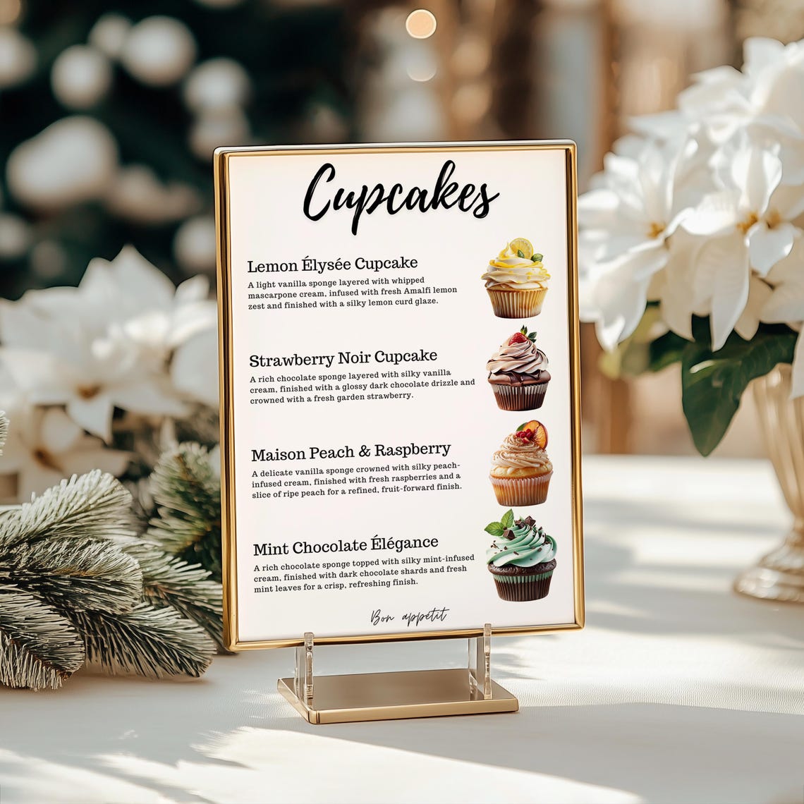 Cupcake Menu Sign Template | Editable Wedding Cupcake Menu | Dessert ...