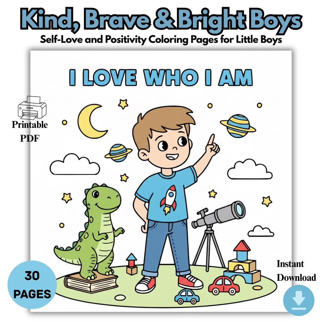 Boys' Affirmation Coloring Book, Self-love Growth Mindset, Positive ...