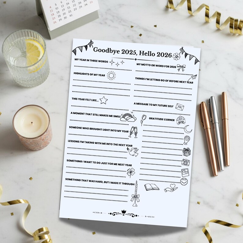 New Year Reflection Worksheet, 2026 Journal Page, End of the Year 2025 ...