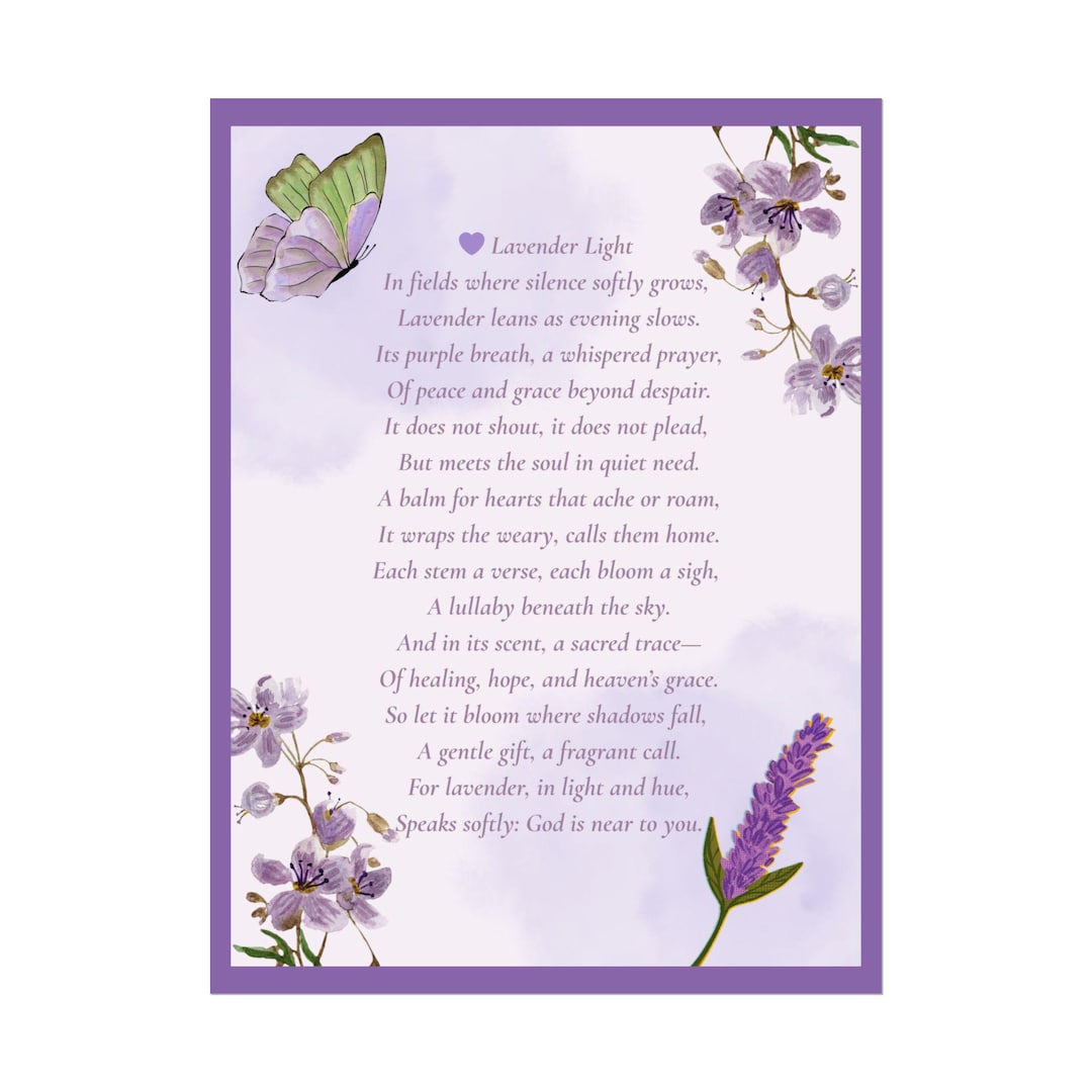 Lavender Light Poster: Inspirational Floral Poem Wall Art - Etsy
