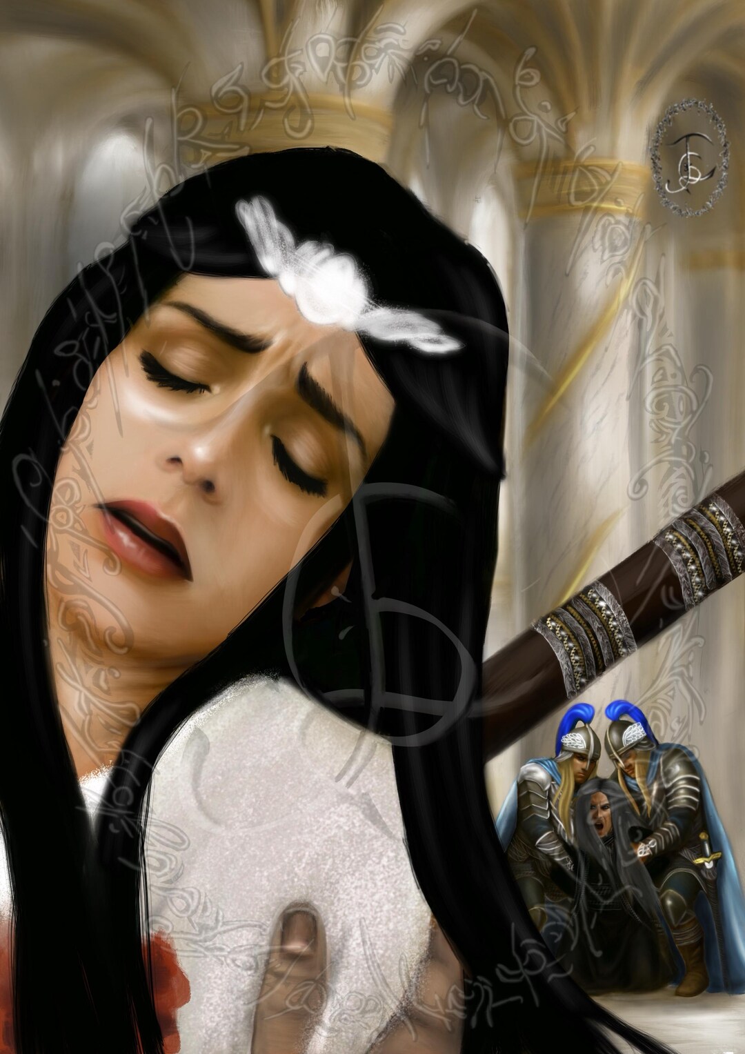Aredhel Death Gondolin Art | Sacrifice Scene Print | Tolkien Gift ...