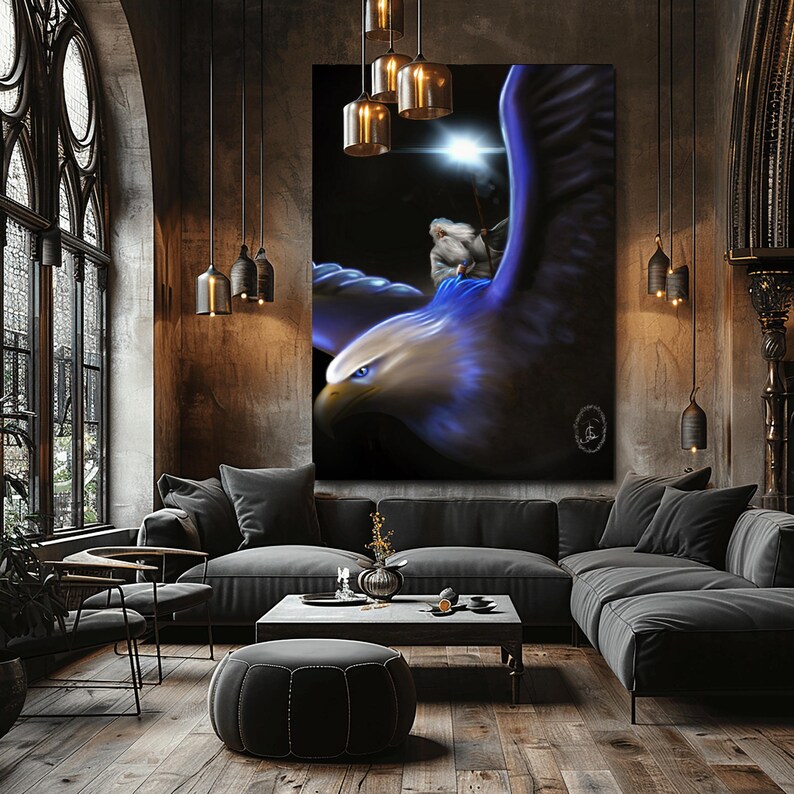 Eagle Rider Fantasy Wall Art, Epic Adventure Print, Printable Digital ...