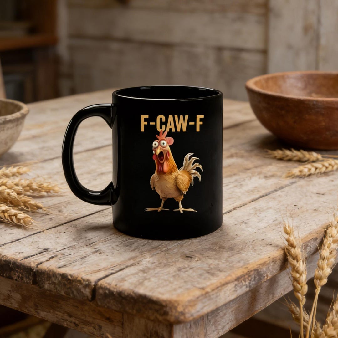 Novelty F-caw-f Mug,f-caw-f Chicken Ceramic Cup,farmhouse Rooster ...