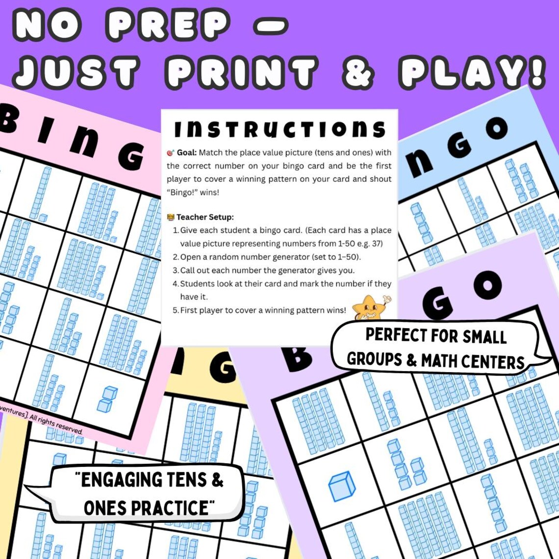 Place Value Bingo Game: Math Center Printable (10 Cards) - Etsy