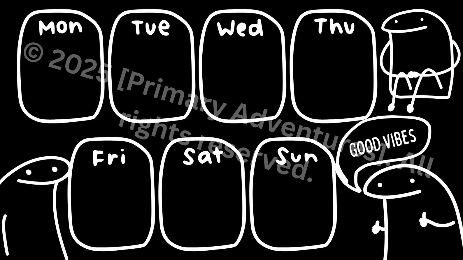 Funny Doodle Weekly Planner | Printable Black Organizer (digital ...