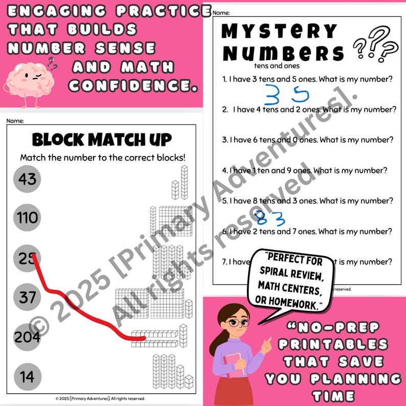 Skip Counting & Place Value Worksheets - Etsy
