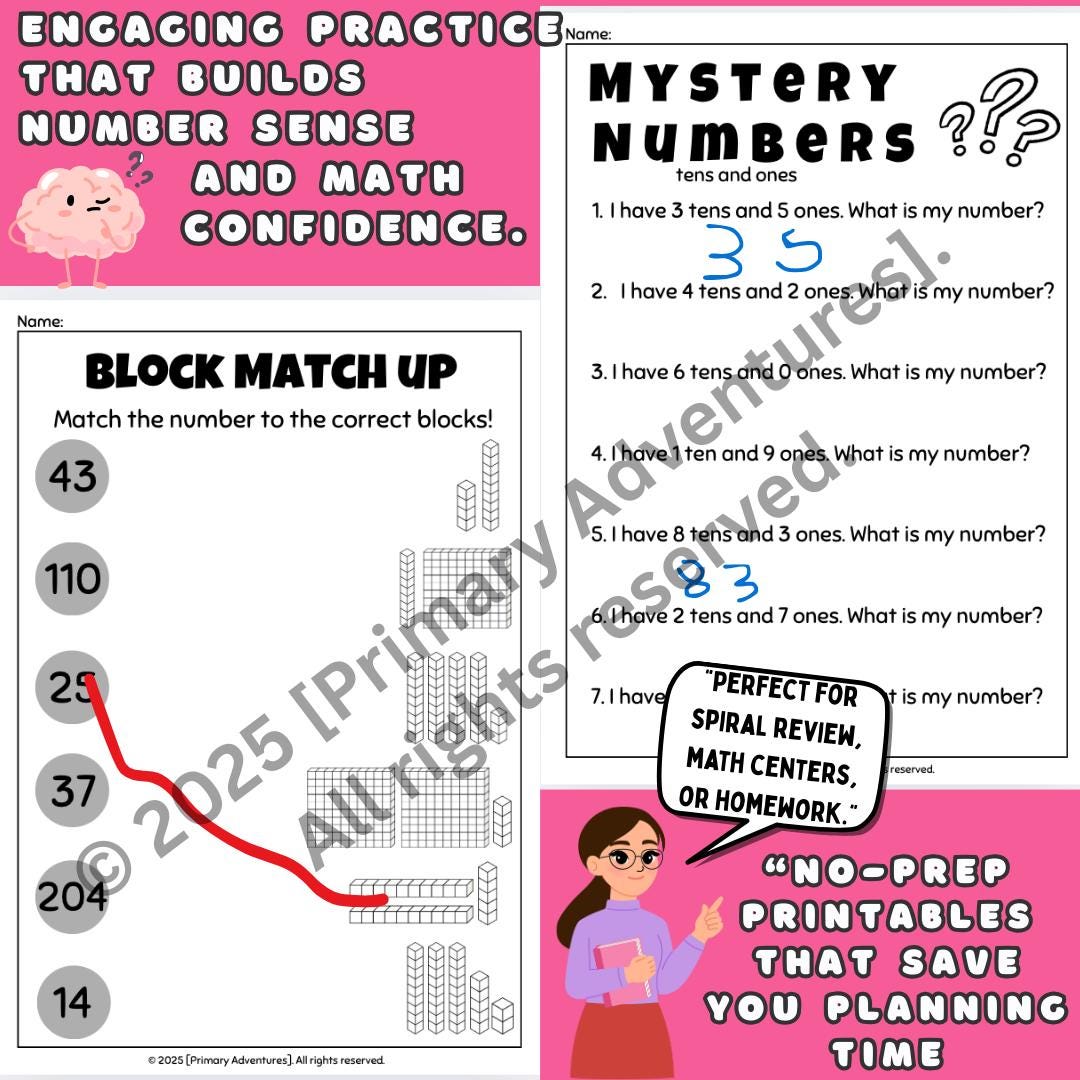 Skip Counting & Place Value Worksheets - Etsy