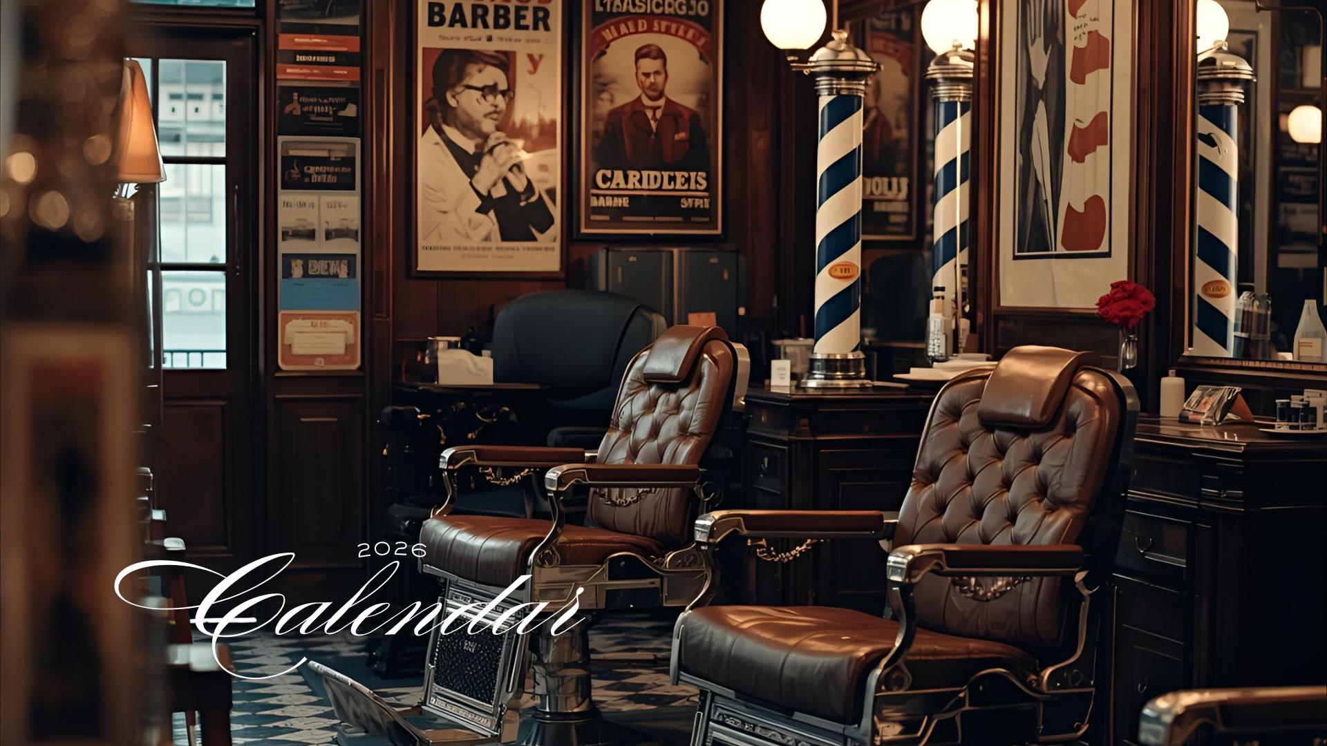 Modern Barbershop 2026 Printable Calendar L Minimal Barber WALL Art for ...